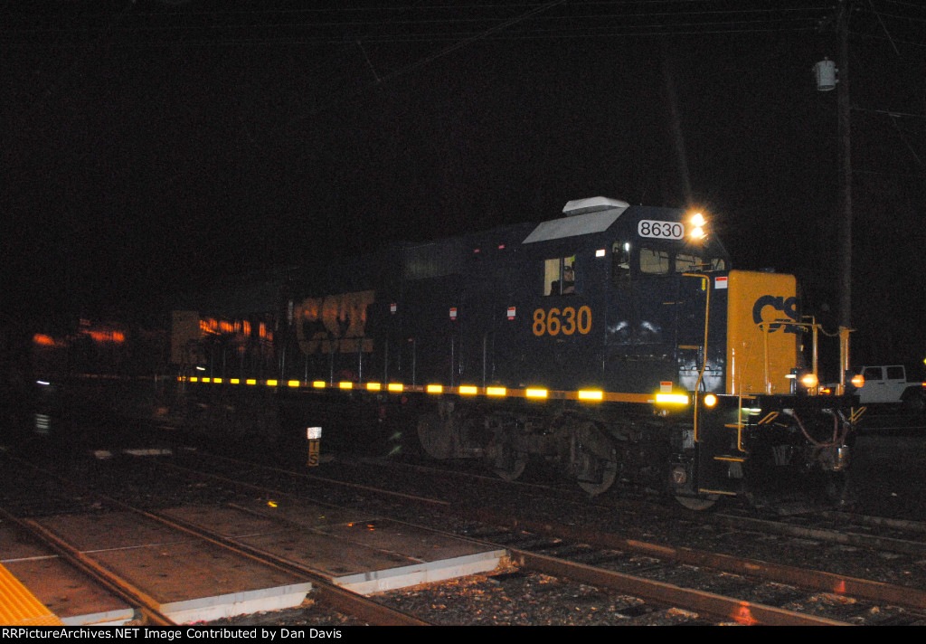 Freshly painted CSX SD50-2 8630 leads Q301-18